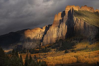 'USA, Colorado, Gunnison National Forest. The Castles rock formation on ...