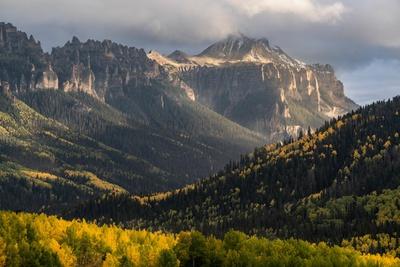 'USA, Colorado, Uncompahgre National Forest. Rainstorm over Pinnacle ...