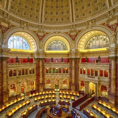 'USA, Washington DC. The main reading room of the Library of Congress ...