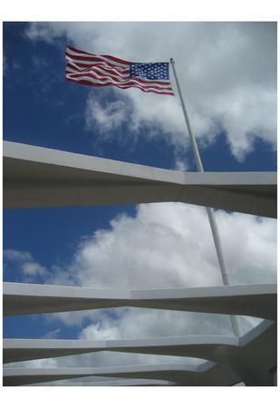 'USS Arizona Memorial, Pearl Harbor (American Flag) Art Poster Print ...