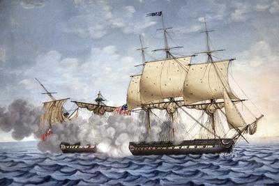 'USS Constitution And HMS Java Fighting' Prints | AllPosters.com