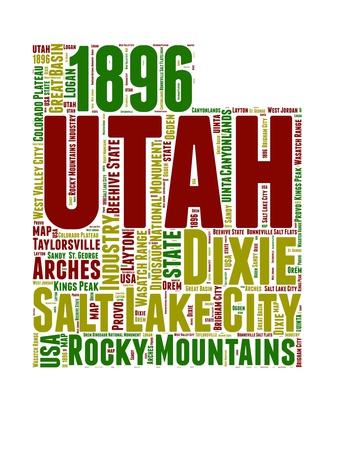 'Utah Word Cloud Map' Print - NaxArt | AllPosters.com