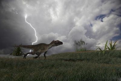 'Utahraptor Running across an Open Field During a Lightning Storm ...