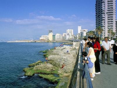 'View of Waterfront and Downtown, El Manara Corniche, Beirut, Lebanon ...