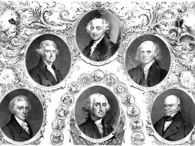'Vintage American History Print Showing the First Six Presidents of the ...