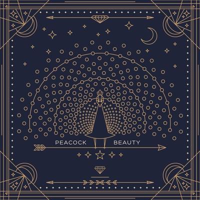 'Vintage Thin Line Peacock Label. Retro Vector Design Graphic Element ...