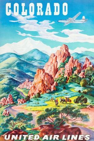 'Vintage Travel Poster 1950s "Colorado - West Coast Empire and United ...