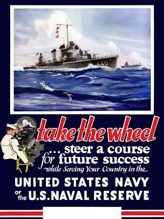 'Vintage World War II Navy Poster of U.S. Warships On the Sea ...