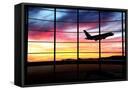 'Airport Window with Airplane Flying at Sunset' Photographic Print ...