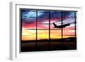 'Airport Window with Airplane Flying at Sunset' Photographic Print ...