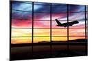 'Airport Window with Airplane Flying at Sunset' Photographic Print ...