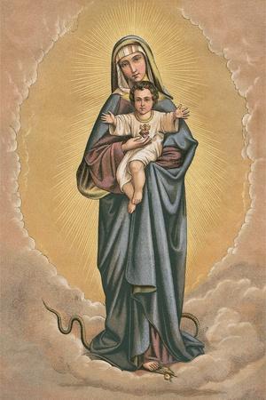 'Virgin Mary and Jesus Treading on Snake' Prints | AllPosters.com