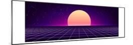 Digital Retro Landscape in 1980S Style. Futuristic Perspective Grid ...