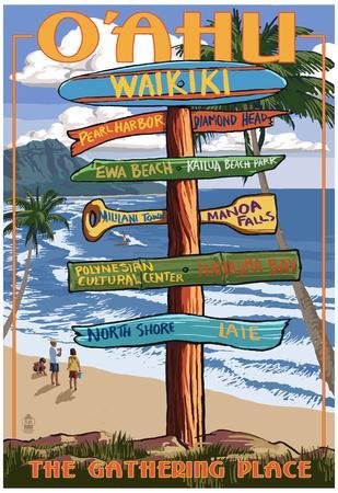 'Waikiki, Oahu, Hawaii - Sign Destinations' Posters | AllPosters.com