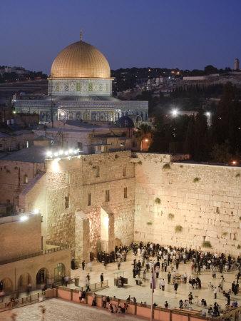 'Wailing Wall, Western Wall and Dome of the Rock Mosque, Jerusalem ...