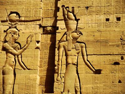 'Walls Depicting Isis and Horus, Temple of Philae, Philae, Aswan, Egypt ...