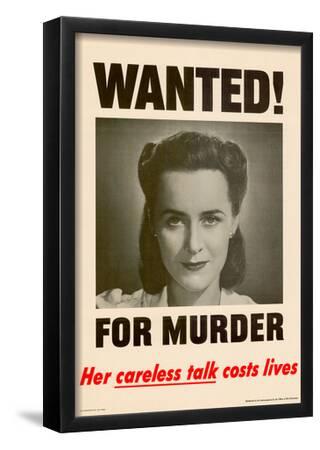 'Wanted for Murder Her Careless Talk Costs Lives WWII War Propaganda ...