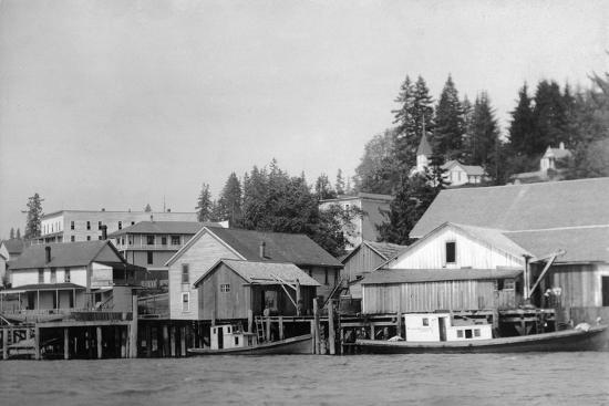 Waterfront View Of The Town Cathlamet Wa Print Lantern Press