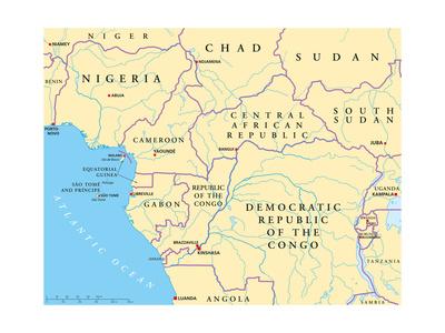 'West Central Africa Political Map' Prints - Peter Hermes Furian ...