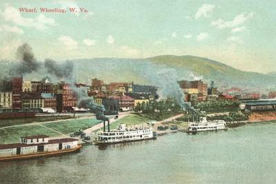 'Wharf with Steamboats, Wheeling, West Virginia' Posters | AllPosters.com