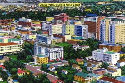 'Wichita Falls, Texas - Aerial View of the City, c.1952' Art - Lantern ...
