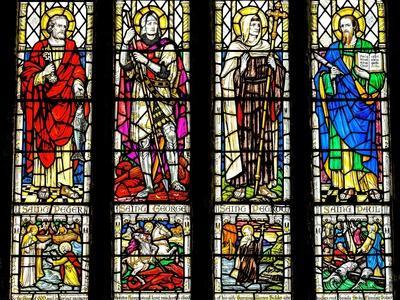 Saints Peter Paul Petroc and George stained glass, St. Petroc Church ...