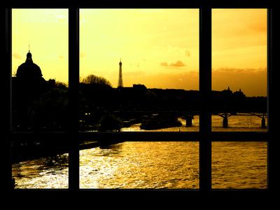 'Window View - Color Sunset in Paris with the Eiffel Tower and the ...