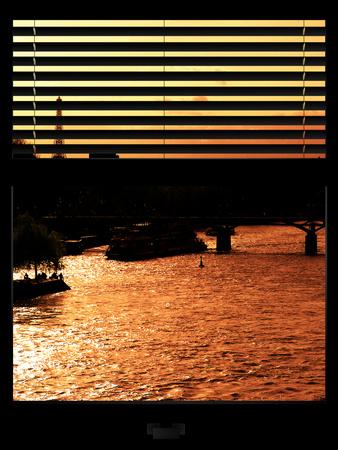 'Window View - Color Sunset in Paris with the Eiffel Tower and the ...