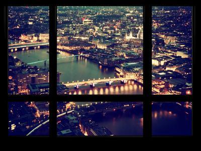 'Window View of City of London at Pink-Night - River Thames - London ...