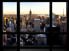 'Window View, Skyline at Sunset, Midtown Manhattan, Hudson River, New ...