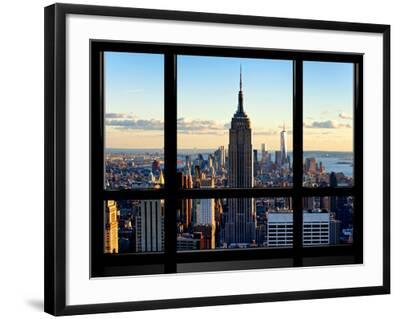'Window View, View Towards Downtown at Sunset, Manhattan, Hudson River ...