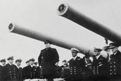 'Winston Churchill is Pictured on Board the Exeter, a British Cruiser ...