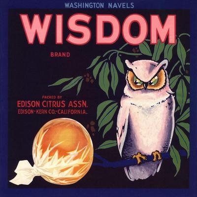 'Wisdom Brand - Edison, California - Citrus Crate Label' Prints ...