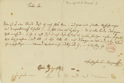'Letter from Mozart to a Freemason, January 1786' Giclee Print ...
