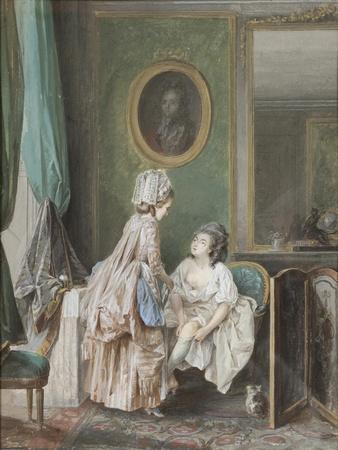 Woman pulling on her stocking, 1776 Giclee Print | AllPosters.com