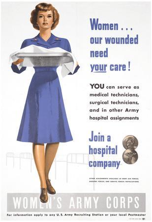 'Women's Army Corps WWII War Propaganda Art Print Poster' Posters ...