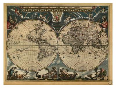 'World Map 1664' Posters - Vintage Reproduction | AllPosters.com