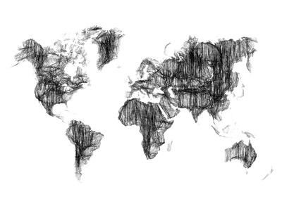 'World Map Drawing 1' Prints - NaxArt | AllPosters.com