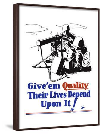 'World War II Propaganda Poster of Two Soldiers Firing a Heavy Machine ...