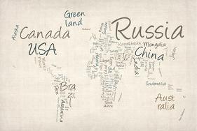 'Writing Text Map of the World Map' Prints - Michael Tompsett ...