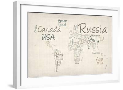 'Writing Text Map of the World Map' Prints - Michael Tompsett ...