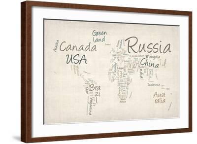 'Writing Text Map of the World Map' Prints - Michael Tompsett ...