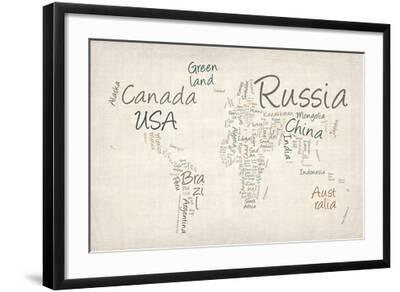 'Writing Text Map of the World Map' Prints - Michael Tompsett ...