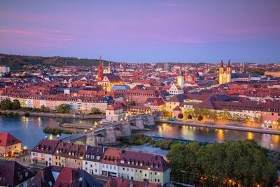 Wurzburg, Germany. Aerial cityscape image of Wurzburg with Old Main ...