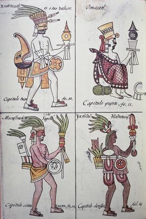 'Xiuhtecuhtli, Omacatl, Macuilxochitl, Ixtlilton, Page from Florentine ...