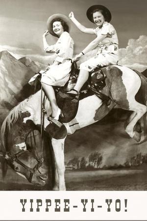 'Yippee-Yi-Yo, Women on Bucking Horse' Art | AllPosters.com