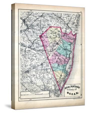 '1873, Ocean County Map, New Jersey, United States' Giclee Print ...