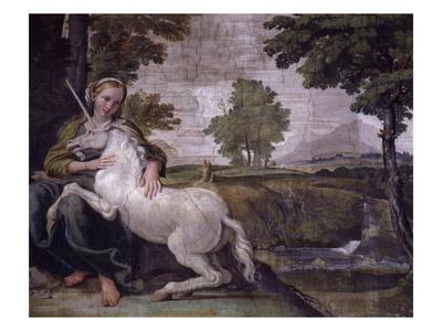 'Unicorn, from Loves of the Gods Frescos, Carracci Gallery, Palazzo ...