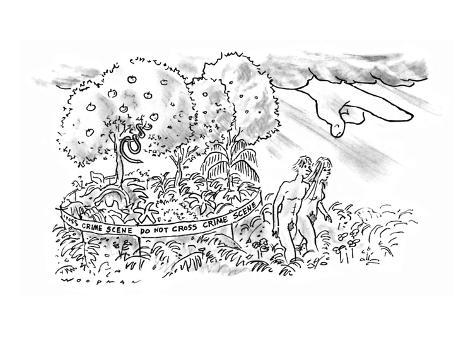 Under the angry finger of God, Adam and Eve leave the Garden of Eden ...