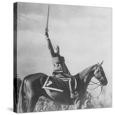 Italian Fascist Dictator Benito Mussolini Sitting on Horseback with a ...